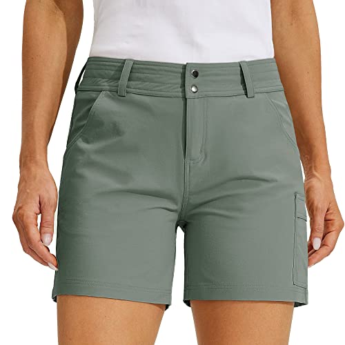 Willit Women's Golf Shorts Hiking Cargo Shorts Quick Dry Athletic Casual Summer Shorts with Pockets 5" Sage Green 6