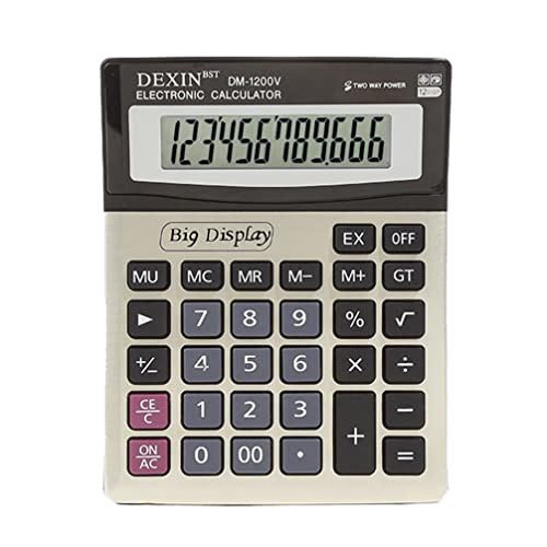 Office Calculator for Desk, 12 Digit Big Button Mechanical Calculators Desktop with Large LCD Display Dual Power for Home School and Business.