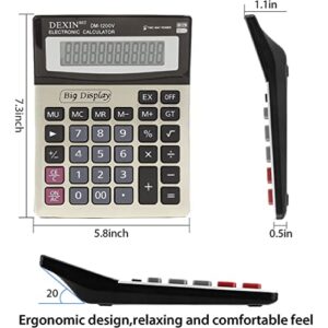 Office Calculator for Desk, 12 Digit Big Button Mechanical Calculators Desktop with Large LCD Display Dual Power for Home School and Business.