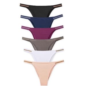 Bolivelan Women G-String Panties High Cut Low Rise Tanga Underwear for Ladies Pack of 6 (US 4, Multicolor)