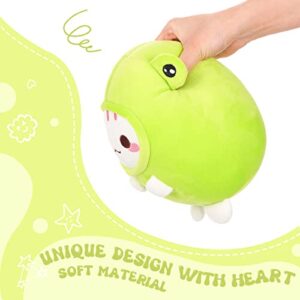 AIXINI Cute Cat Frog Plush Pillow 8" Kitten Frog Stuffed Animal, Soft Kawaii Cat Plushie with Frog Outfit Costume Gift for Kids