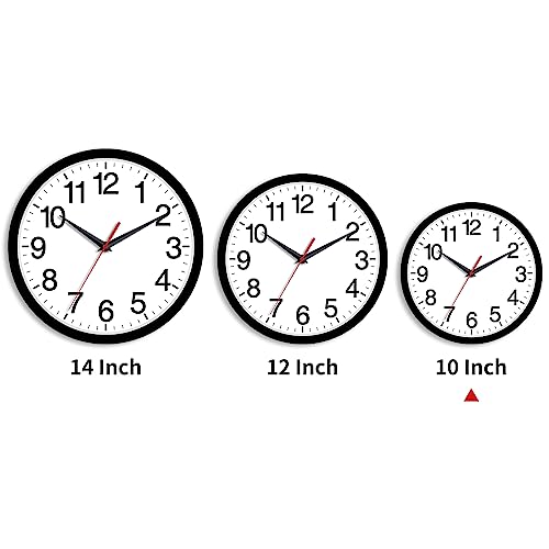 Rohioue Wall Clock, Modern 10 Inch Battery Operated Wall Clocks, Silent Non Ticking Small Analog Clock, for Bedroom, Kitchen, Bathroom, Office, Home, Living Room (Black)