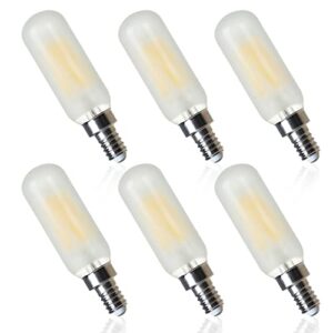 amdtu e12 led bulb daylight white 4000k, frosted candelabra light bulbs 40 watt led dimmable, 4w tubular t6 t25 chandelier light bulb, candle light bulb ul listed, 6 pack