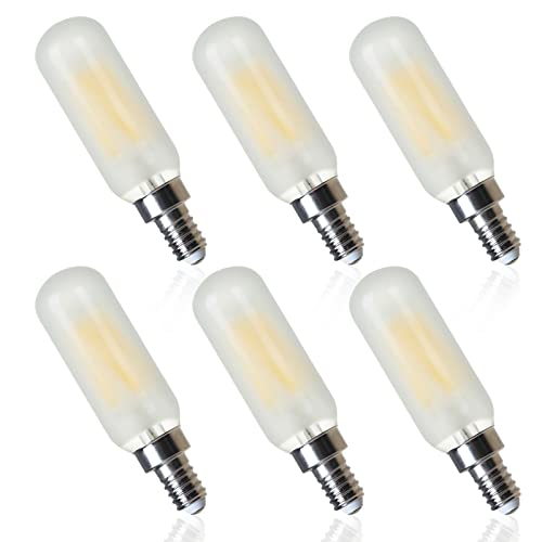 AMDTU E12 LED Bulb Daylight White 4000K, Frosted Candelabra Light Bulbs 40 Watt LED Dimmable, 4W Tubular T6 T25 Chandelier Light Bulb, Candle Light Bulb UL Listed, 6 Pack