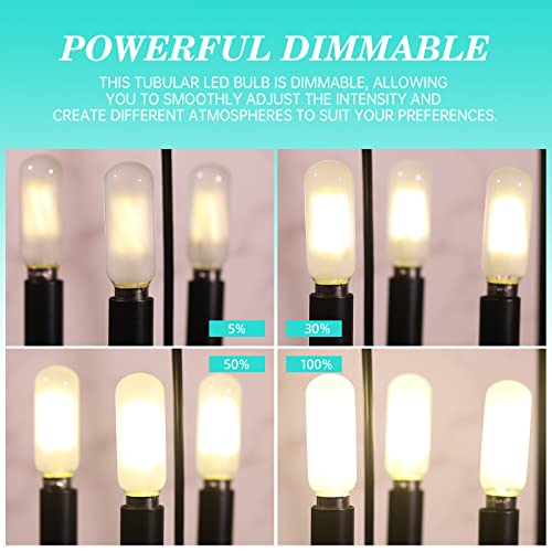 AMDTU E12 LED Bulb Daylight White 4000K, Frosted Candelabra Light Bulbs 40 Watt LED Dimmable, 4W Tubular T6 T25 Chandelier Light Bulb, Candle Light Bulb UL Listed, 6 Pack