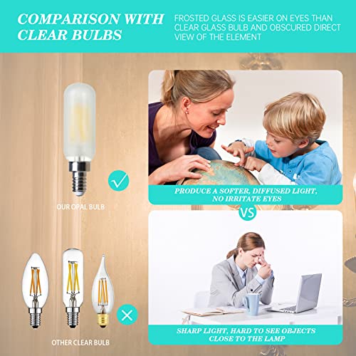 AMDTU E12 LED Bulb Daylight White 4000K, Frosted Candelabra Light Bulbs 40 Watt LED Dimmable, 4W Tubular T6 T25 Chandelier Light Bulb, Candle Light Bulb UL Listed, 6 Pack