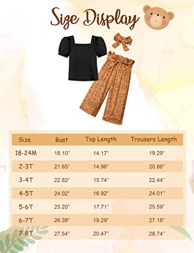 DONWEN Girls Clothes Size 7 8 Kids Clothes Girls Square Neck Short Sleeve Top + dot Wide Leg Pants Spring Summer Girls Outfit Set