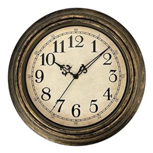 plumeet retro wall clock, 12'' non ticking classic silent vintage wall clocks decorative kitchen living room bedroom - battery operated