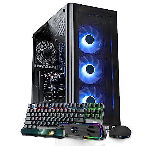 TJJ Neptune Gaming PC Desktop Computer - Intel Core i3-12100F (Beat i7-8700), NVIDIA GTX 1660 Super 6GB, 16GB DDR4 3200, 1TB SSD, VR Ready, WiFi 6E, RGB Keyboard & Mouse & Speakers, Win 11 Pro