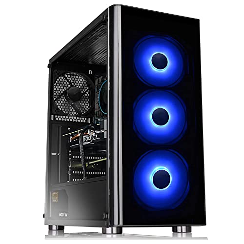 TJJ Neptune Gaming PC Desktop Computer - Intel Core i3-12100F (Beat i7-8700), NVIDIA GTX 1660 Super 6GB, 16GB DDR4 3200, 1TB SSD, VR Ready, WiFi 6E, RGB Keyboard & Mouse & Speakers, Win 11 Pro