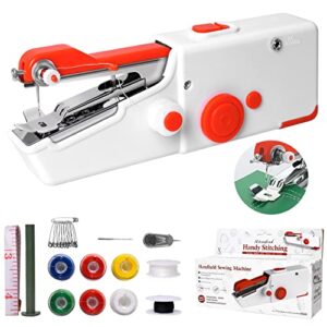 handheld sewing machine, mini portable electric sewing machine for adult, fast stitch suitable for fabrics, clothes, diy home travel