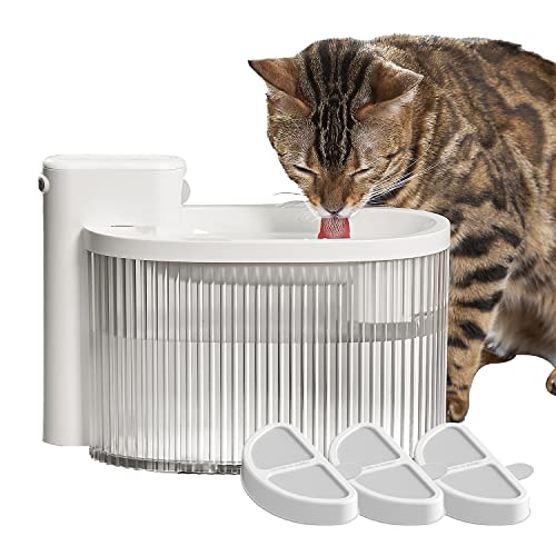 PET MARVEL Cat Water Fountain Wireless Battery Operated 85oz/2.5L with 3PCS Filters, Automatic Water Dispenser for Cats, Water Fountain for Cats Pet Inside Large Capacity Easy to Clean and Assemble