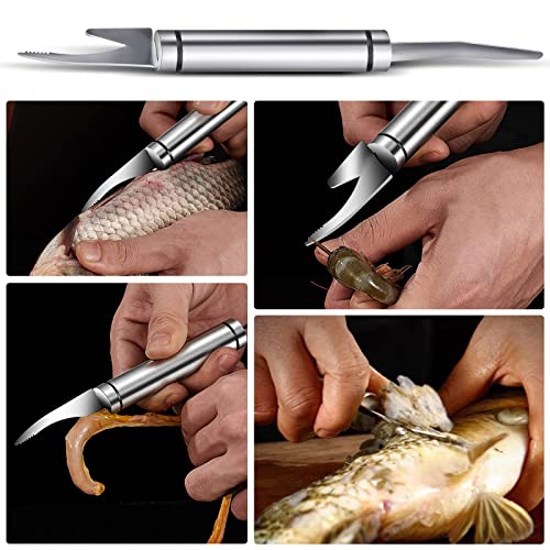 2Pcs New 5 in 1 Multifunctional Shrimp Line Fish Maw Knife,Stainless Steel Quickly Shrimp Deveiner Tool,Fish Scale Remover,Duck Intestine Cleaner,Effortless Kitchen Tools