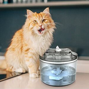 OFUN Cat Water Fountain 2L/ 67 oz, Ultra Quiet Automatic Water Fountain for Cats, Small Dogs, Multiple Pets, Pet Water Bowl Dispenser with Light & Free 5Pcs Replacement Filter & Cleaning Brush