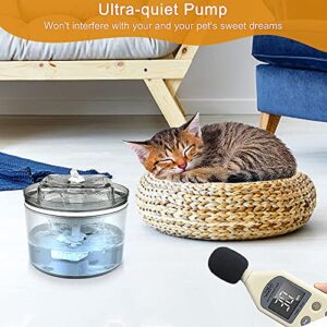 OFUN Cat Water Fountain 2L/ 67 oz, Ultra Quiet Automatic Water Fountain for Cats, Small Dogs, Multiple Pets, Pet Water Bowl Dispenser with Light & Free 5Pcs Replacement Filter & Cleaning Brush