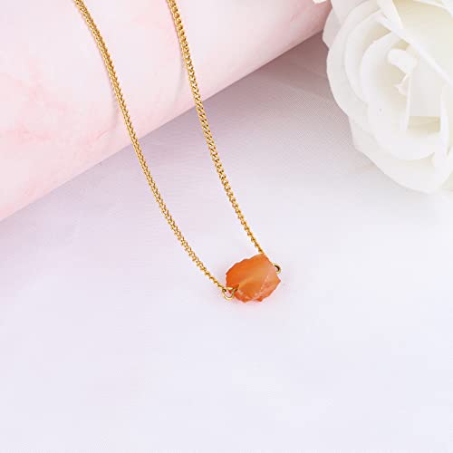 CARITATE Raw Agate Necklace Red Necklaces for Women as Spiritual Gifts - Natural Crystal Necklace as Healing Gifts for Girls - Real Crystal Jewelry Gemstone Necklace for Friends