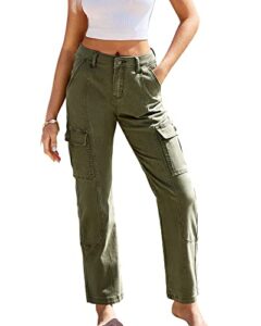 grapent women pants trendy pants womens summer clothes true classic chino pants women trousers camo cargo pants color army green size 6