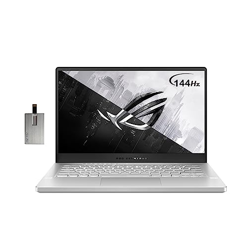 ASUS 2022 ROG Zephyrus G14 14/'' FHD 144Hz Gaming Laptop, AMD Ryzen 7-5800HS, 24GB RAM, 1TB PCIe SSD, Backlit Keyboard, NVIDIA GeForce RTX 3060 6G Graphics, Win 11 Pro, White, 32GB USB Card