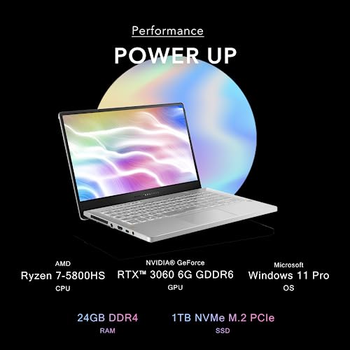 ASUS 2022 ROG Zephyrus G14 14/'' FHD 144Hz Gaming Laptop, AMD Ryzen 7-5800HS, 24GB RAM, 1TB PCIe SSD, Backlit Keyboard, NVIDIA GeForce RTX 3060 6G Graphics, Win 11 Pro, White, 32GB USB Card