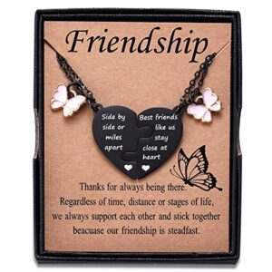 Friendship Necklace Set of 2 for Best Friends Jewelry for 2 Teen Girls Bestie Long Distance Friendship BFF Matching Heart Necklaces for Valentines Day Birthday Xmas