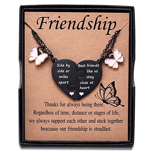 Friendship Necklace Set of 2 for Best Friends Jewelry for 2 Teen Girls Bestie Long Distance Friendship BFF Matching Heart Necklaces for Valentines Day Birthday Xmas