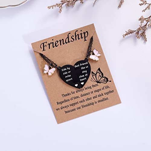 Friendship Necklace Set of 2 for Best Friends Jewelry for 2 Teen Girls Bestie Long Distance Friendship BFF Matching Heart Necklaces for Valentines Day Birthday Xmas