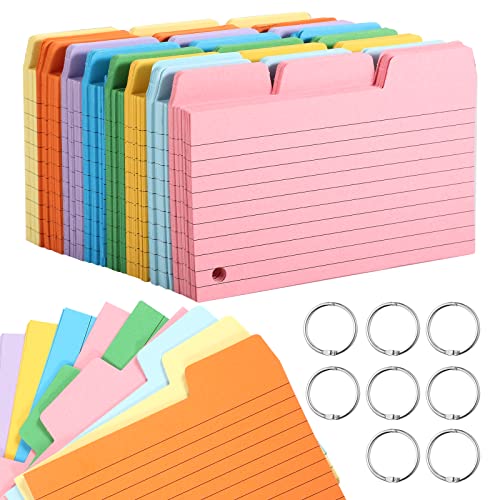 400 Pcs Colored Index Cards, 3x5 Inches Ruled Index Cards with Ring Blank Flashcards Lined Index Cards Heavy Note Cards for Studying Office Home School Supplies