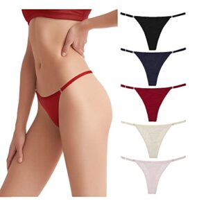 levao 5 pack women's g-string thongs cotton panties stretch t-back tangas low rise hipster underwear sexy s-xl