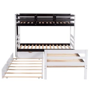 n/a Twin Size L-Shaped Bunk Bed and Platform Bed with Trundle and Drawer,White