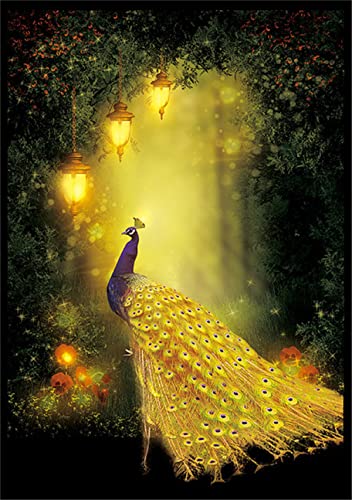 QDCFY ARAZADR 11CT Embroidery Starter Kits for Adults Stamped Cross-Stitching for Kids Printed 3Strands Golden Peacock Stamped Kits Peacock Full Canvas Painting Counted Kits for Decor 11.81×15.75Inch