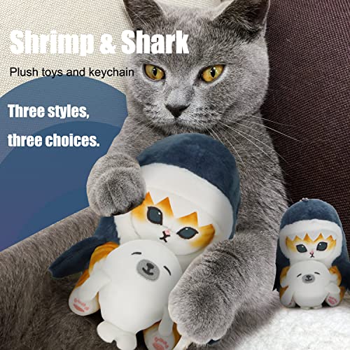 CNAANA Kawaii Shark Cat Plush Toy Stuffed Animal Doll, Soft Pillow for Boys & Girls (Shark cat, 20cm/7.8in)