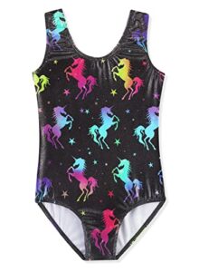 hoziy leotards for girls gymnastics size 7-8 year old colorful multicolored unicorn stars black tumbling outfits leo clothes clothing kids leo ropa de gimnasia para niña