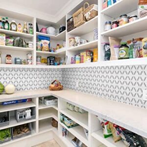 GloryTik 17.3" x 118"Gray and White Contact Paper Self Adhesive Removable Shelf Liners Peel and Stick Embossing Shelf Liners for Kitchen cabinets Drawer