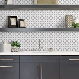 GloryTik 17.3" x 118"Gray and White Contact Paper Self Adhesive Removable Shelf Liners Peel and Stick Embossing Shelf Liners for Kitchen cabinets Drawer