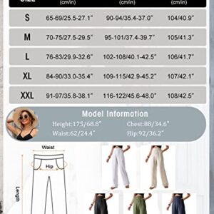 HEEKPEK Linen Pants for Women High Waisted Trousers Straight Wide Leg Flowy Pant Casual Button Up Summer Beach Pants Beige