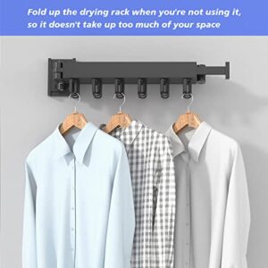 RAINBEAN Drying Rack Clothing Wall Mounted, Clothes Drying Rack, Retractable Clothesline Indoor, Laundry Room Organization, Space-Saver, Collapsible Clothes Hanging Rack