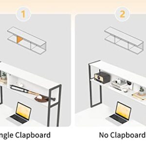 BANTI L-Shaped Desk with Hutch, 60" Corner Computer Desk, Home Office Gaming Table with Storage Shelves, Space-Saving, White