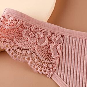 Justgoo Womens Sexy Thongs Lace Panties Underwear Cotton Low Rise Underpants Pack of 5