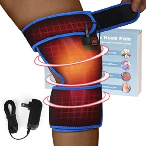 heating pad for knee, heated knee wrap for men women, pain relief pad for knee, shoulder, elbow, knee replacement surgery, arthritis, meniscus tear, and acl, auto-off, heating knee pad with ac adapter