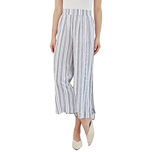 Asoran Linen Pants for Women, Wide Leg Elastic Flowy Pants with Side Slit, Women’s Casual Loose High Waist Pants