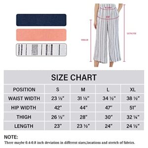 Asoran Linen Pants for Women, Wide Leg Elastic Flowy Pants with Side Slit, Women’s Casual Loose High Waist Pants