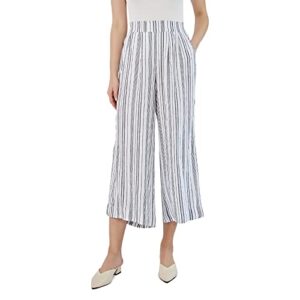 Asoran Linen Pants for Women, Wide Leg Elastic Flowy Pants with Side Slit, Women’s Casual Loose High Waist Pants