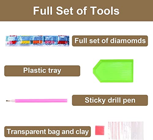 YWKJDDM 5D Diamond Painting Kits for Adults, DIY Diamond Art Kits Full Drill Painting Rhinestone Embroidery Pictures Cross Stitch Arts Crafts for Beginner Home Wall Decor 12x16 Inches(Cherry Tree)