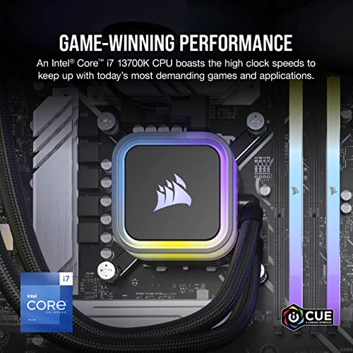 Corsair Vengeance i7400 Series Gaming PC - Liquid Cooled Intel® Core™ i7 13700K CPU - NVIDIA® GeForce RTX™ 4070 Ti Graphics - 32GB Vengeance RGB DDR5 Memory,Black