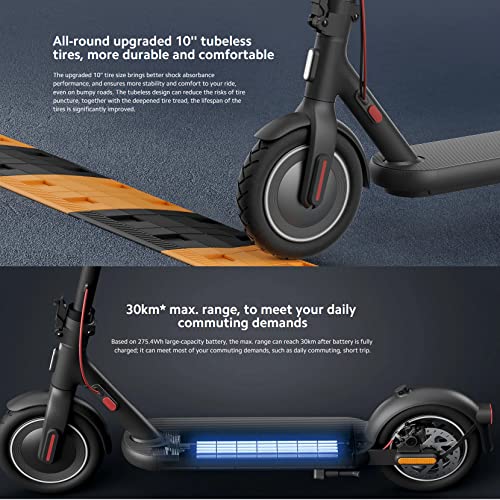 Xiaomi MI Electric Kick Scooter 4, 600W Motor, 18 Miles Long Range & 15.6mph, 10" Tubeless Tires, Dual Brakes, Commuting Electric Scooter for Adults & Teens