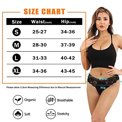 LEVAO Cotton Thongs Underwear for Women Breathable Thongs t Back Women No Show Thongs Panties Pack Medium