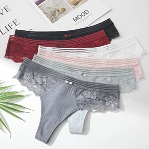 LEVAO Cotton Thongs Underwear for Women Breathable Thongs t Back Women No Show Thongs Panties Pack Medium