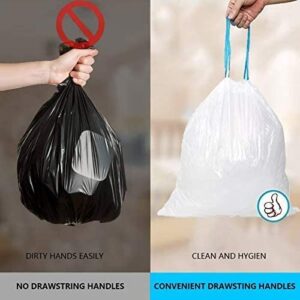 1.5 Gallon Trash Bags With Drawstring, 100 Pcs Trash Can Liners Black, Blue Strap Bathroom Garbage Bags Tighten Quickly Pack Garbage, Quick Cinch of the Drawstring, lasting value