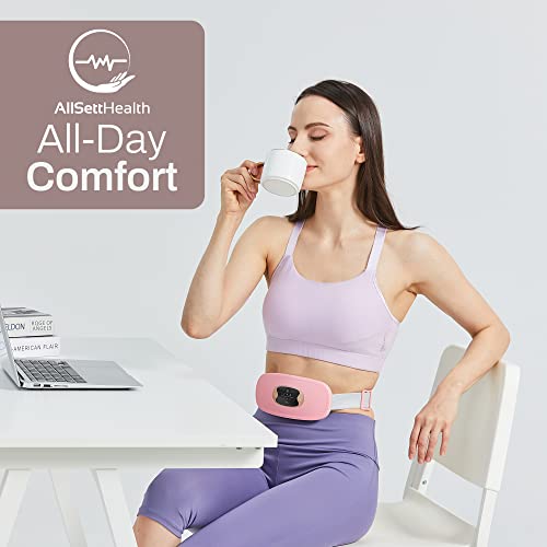 Cordless Portable Heating Pad for Cramps - Menstrual Heating Pads for Cramps w/ 3 Massager + 3 Heat Settings - Small Rechargeable Adjustable Travel Period Heating Pad for Cramps - Period Pain Relief