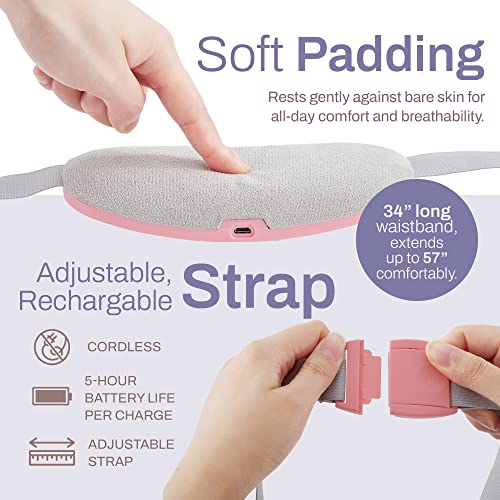 Cordless Portable Heating Pad for Cramps - Menstrual Heating Pads for Cramps w/ 3 Massager + 3 Heat Settings - Small Rechargeable Adjustable Travel Period Heating Pad for Cramps - Period Pain Relief